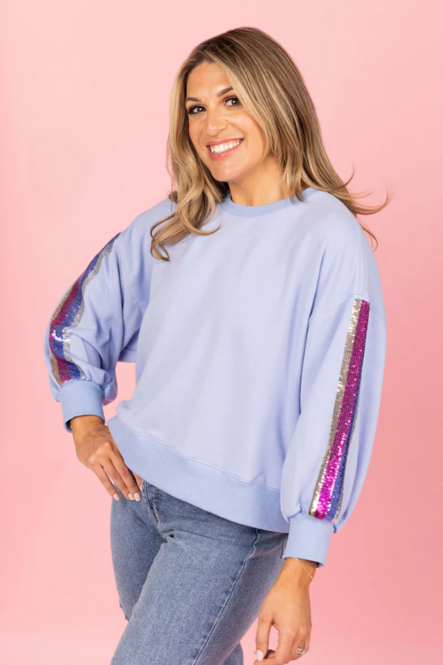 Mary Square Millie Sequin Stripe Sweatshirt - Blue – Seaside Shoes & Swim