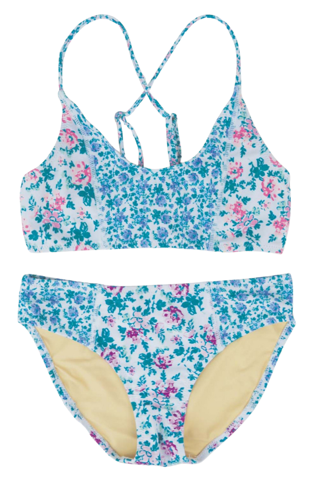 Shade Critters Tie Back Bikini Blue Floral Seaside Shoes And Swim